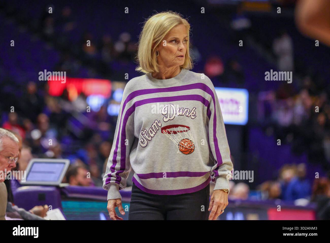 LSU Tigers head coach Kim Mulkey watches the action on the court during ...