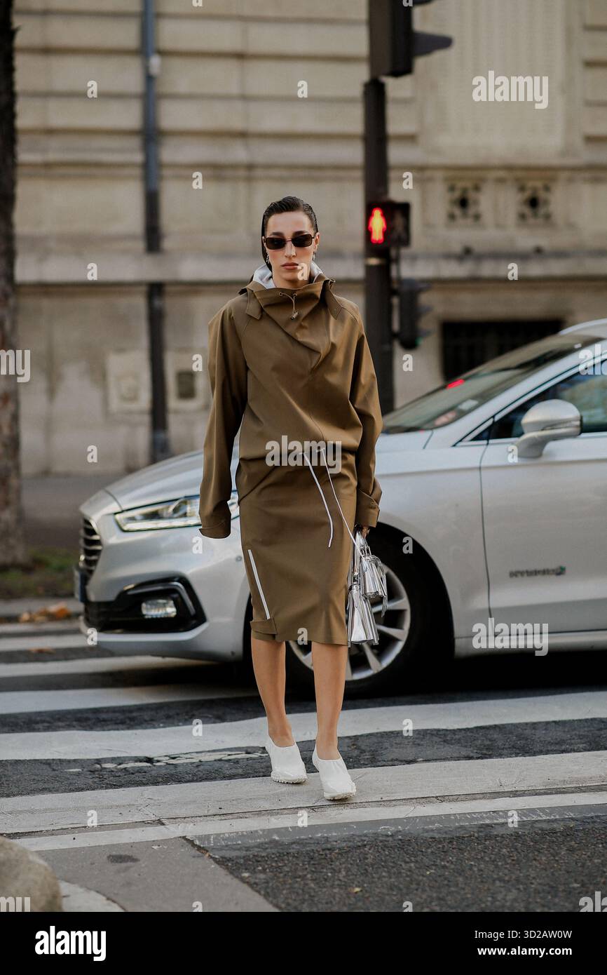 Street style, Ginevra Mavilla arriving at Lacoste Spring Summer 2026 ready-to-wear show, held at ...