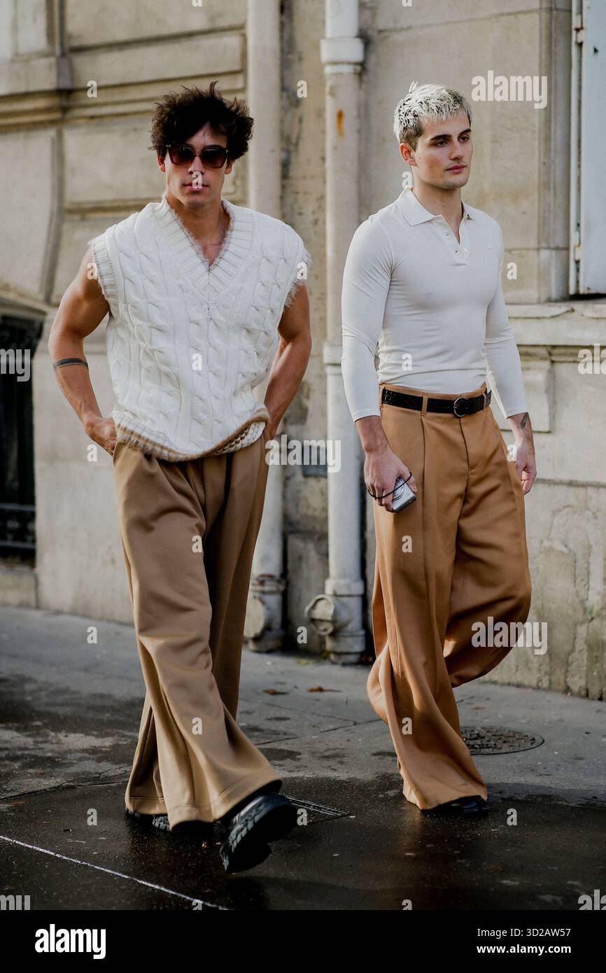 Street style, Tim Schaecker and Luis Freitag arriving at Lacoste Spring ...