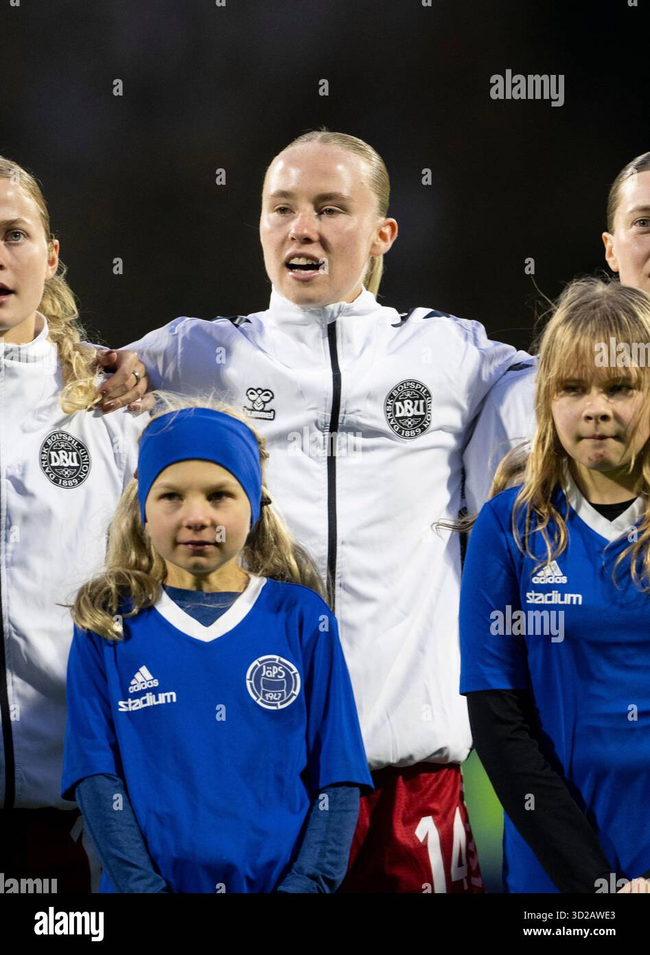 Nikoline Dudek of Denmark. International friendly football U23 match ...