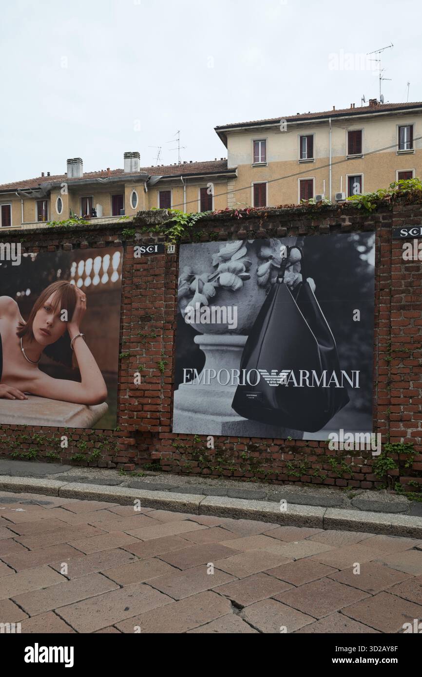 Emporio Armani advertising billboards in the street of the Milan, Italy ...