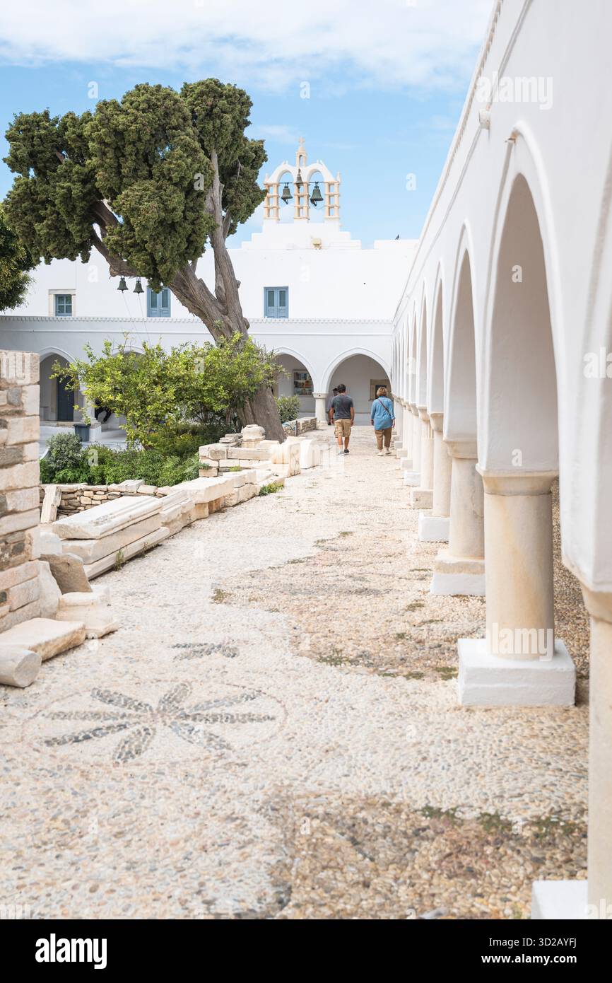 Tree with two bells and colonnade in the Panagia Ekatontapiliani ...
