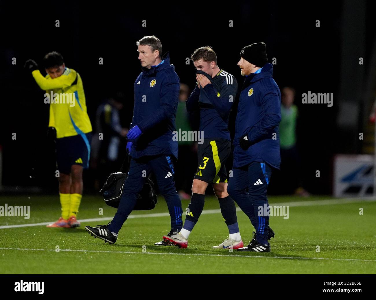 Scotland's Oliver Goodbrand is substituted after getting injured during ...