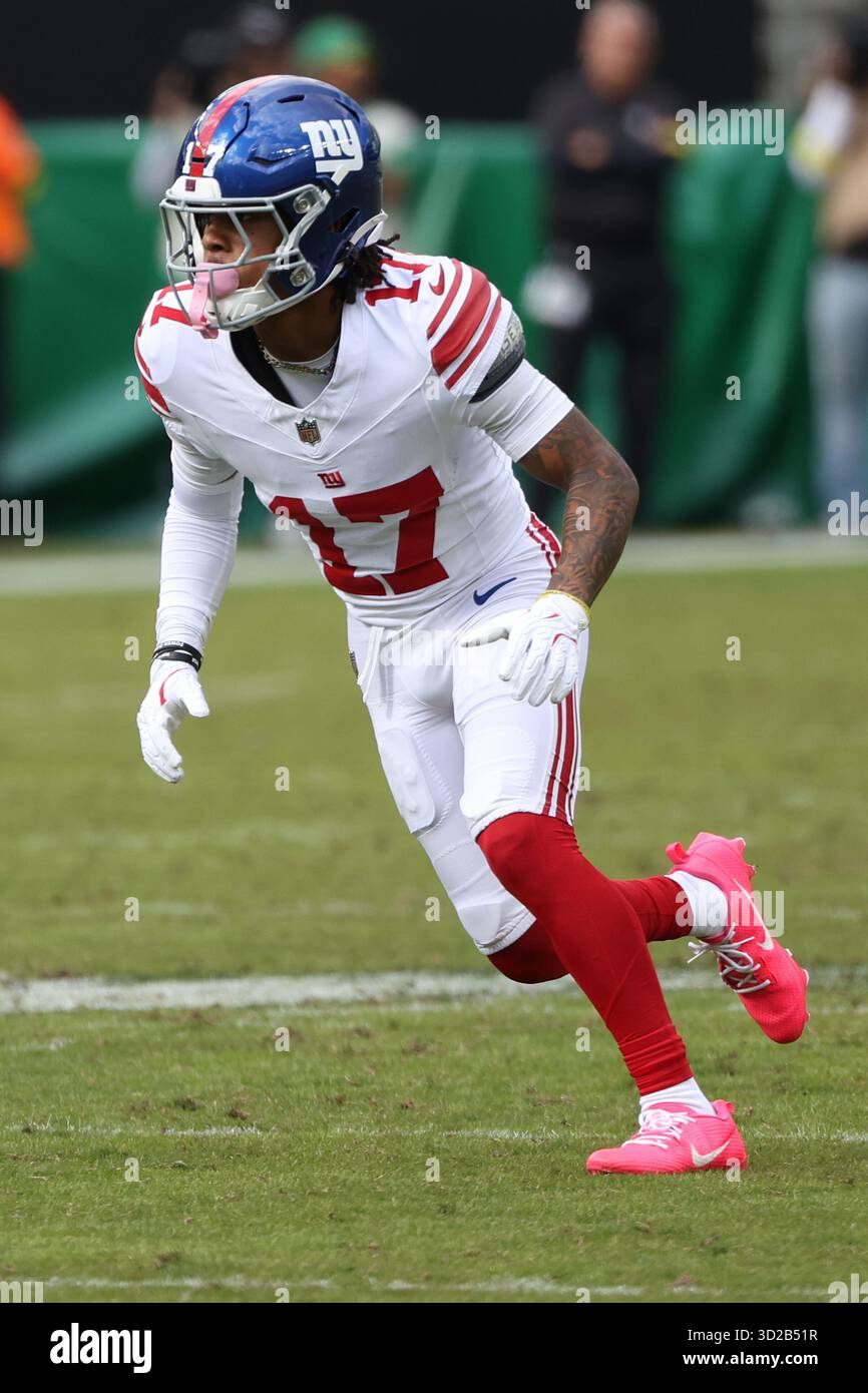 New York Giants wide receiver Wan'Dale Robinson (17) runs a route during an NFL football game ...