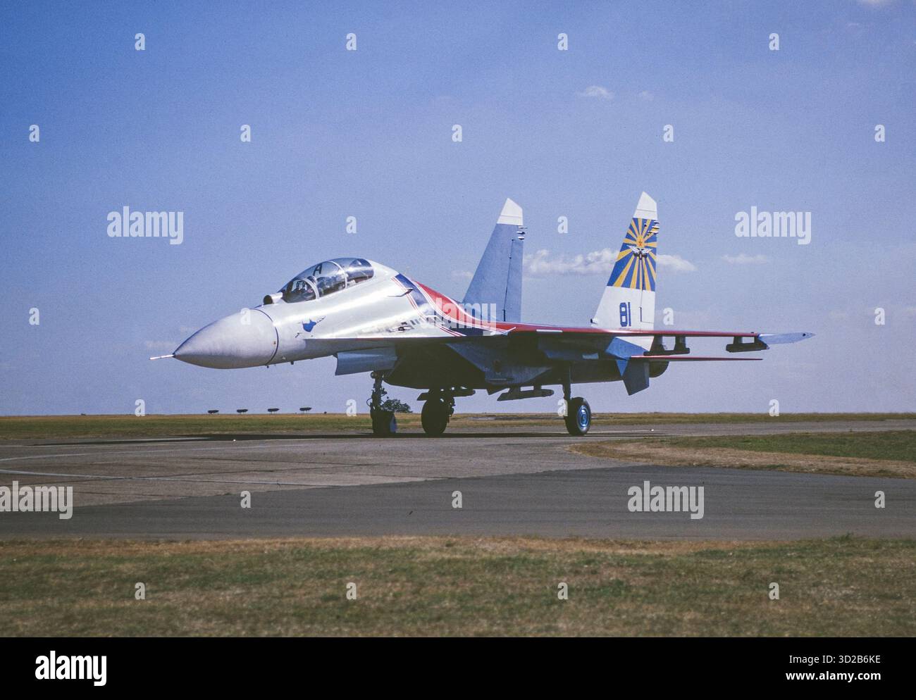 Sukhoi SU-27 fast fighter jet military aircraft of the Russian Knights ...