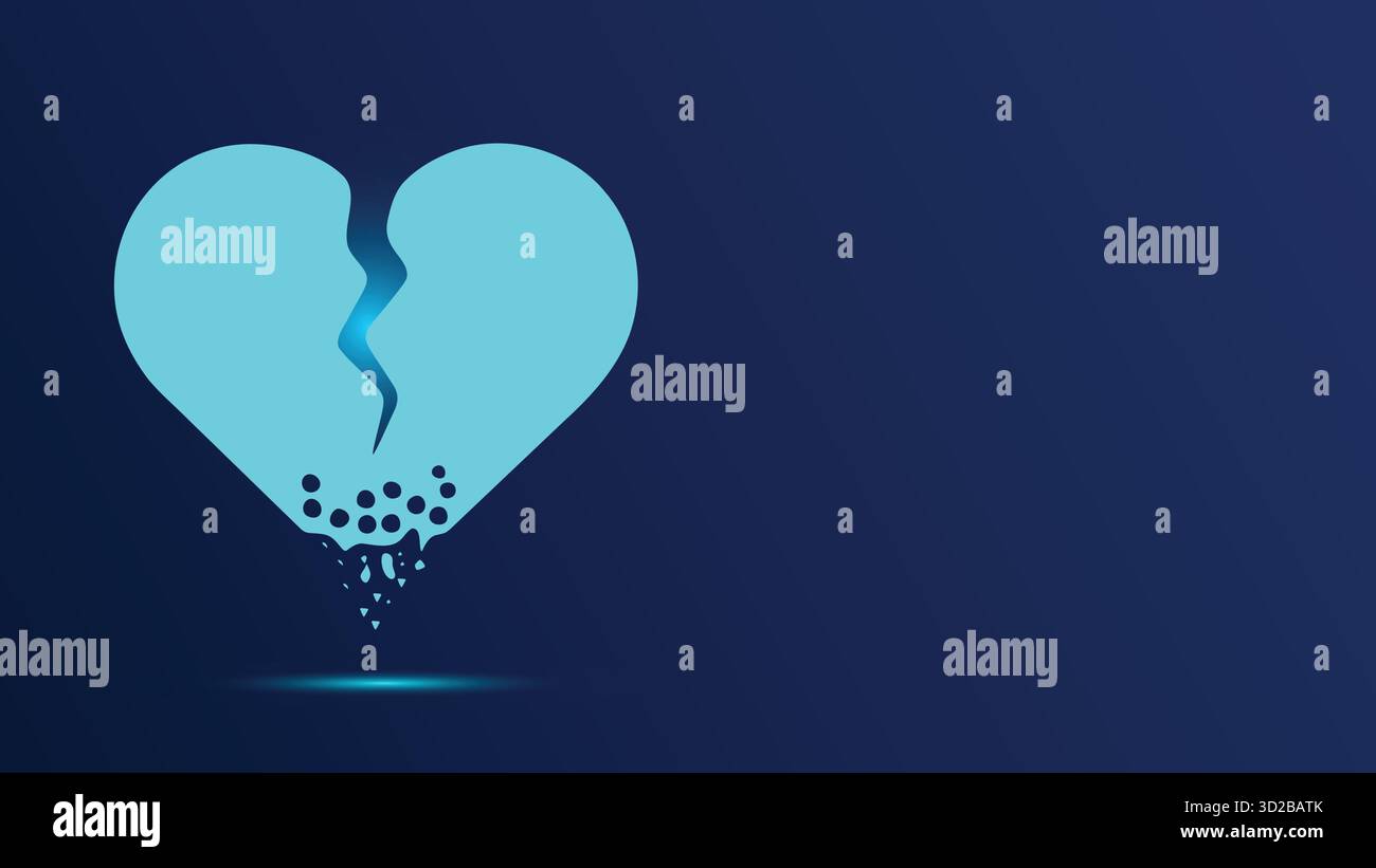 Symbol of heartbreak; emotional pain; broken relationship icon; melting ...