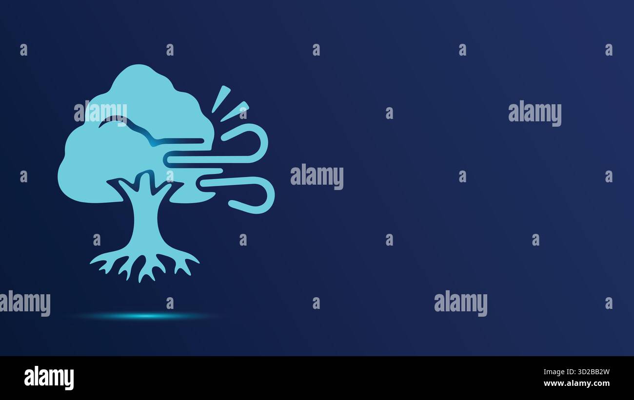 Resilient tree against wind; nature power symbol; environmental ...
