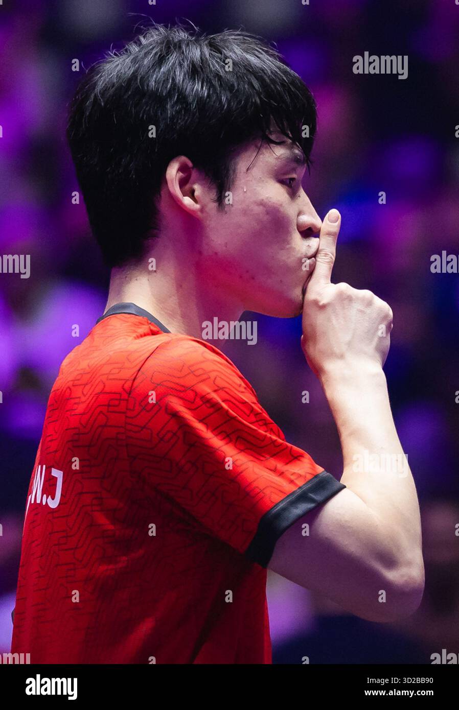 Woojin Jang of Korea During the 8th WTT Champion Montpellier Final on October 30, 2025 at ARENA ...