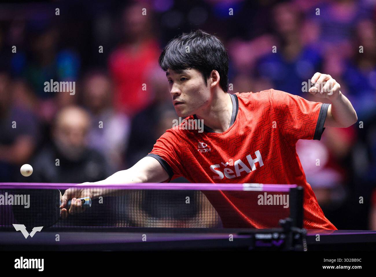 Woojin Jang of Korea During the 8th WTT Champion Montpellier Final on October 30, 2025 at ARENA ...