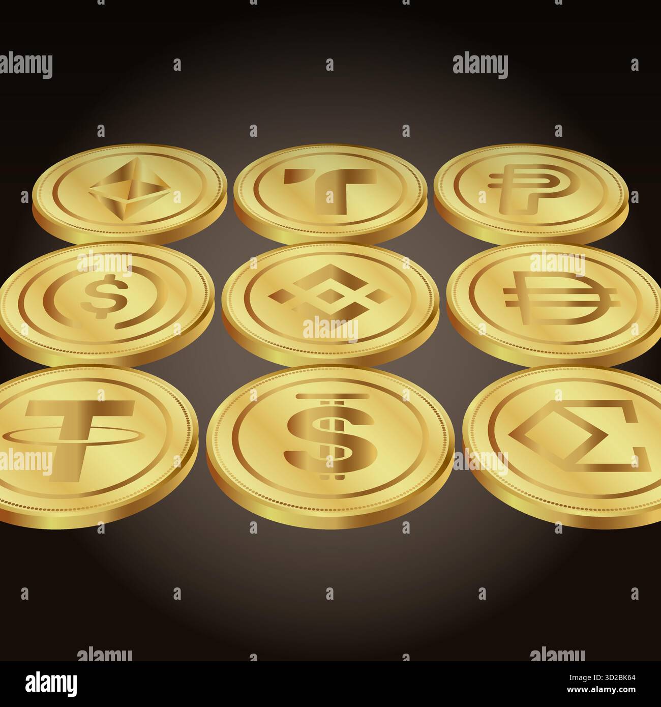 Graphic symbols of major cryptocurrencies and stablecoins, vector ...