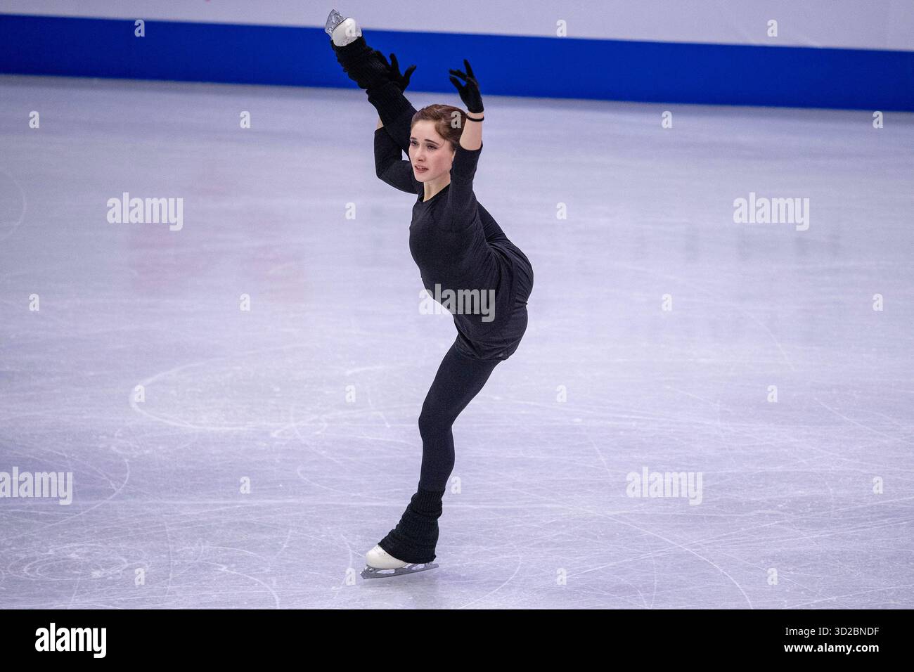United States' Isabeau Levito skates during practice at the Skate ...
