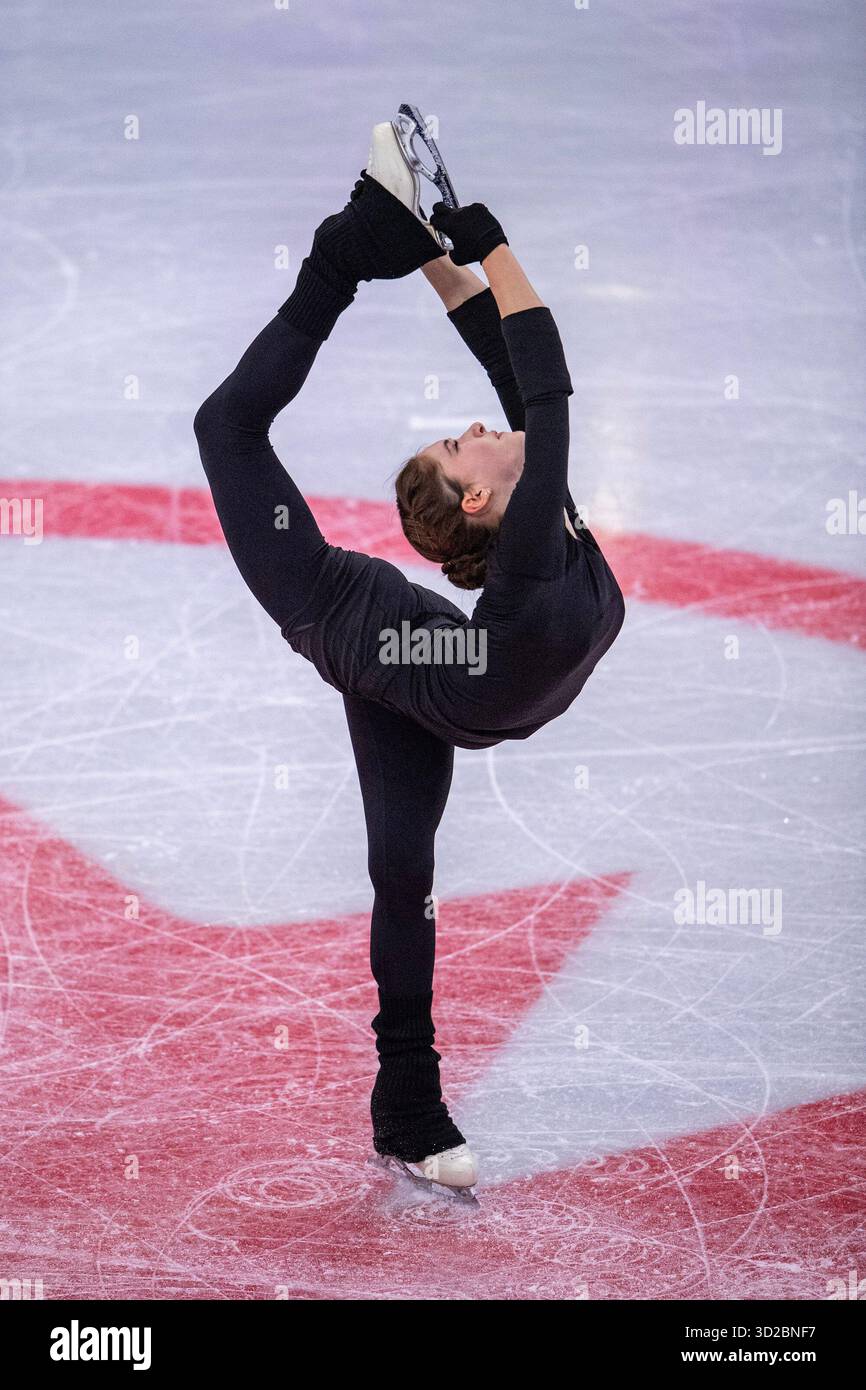United States of America's Isabeau Levito skates during practice at the ...