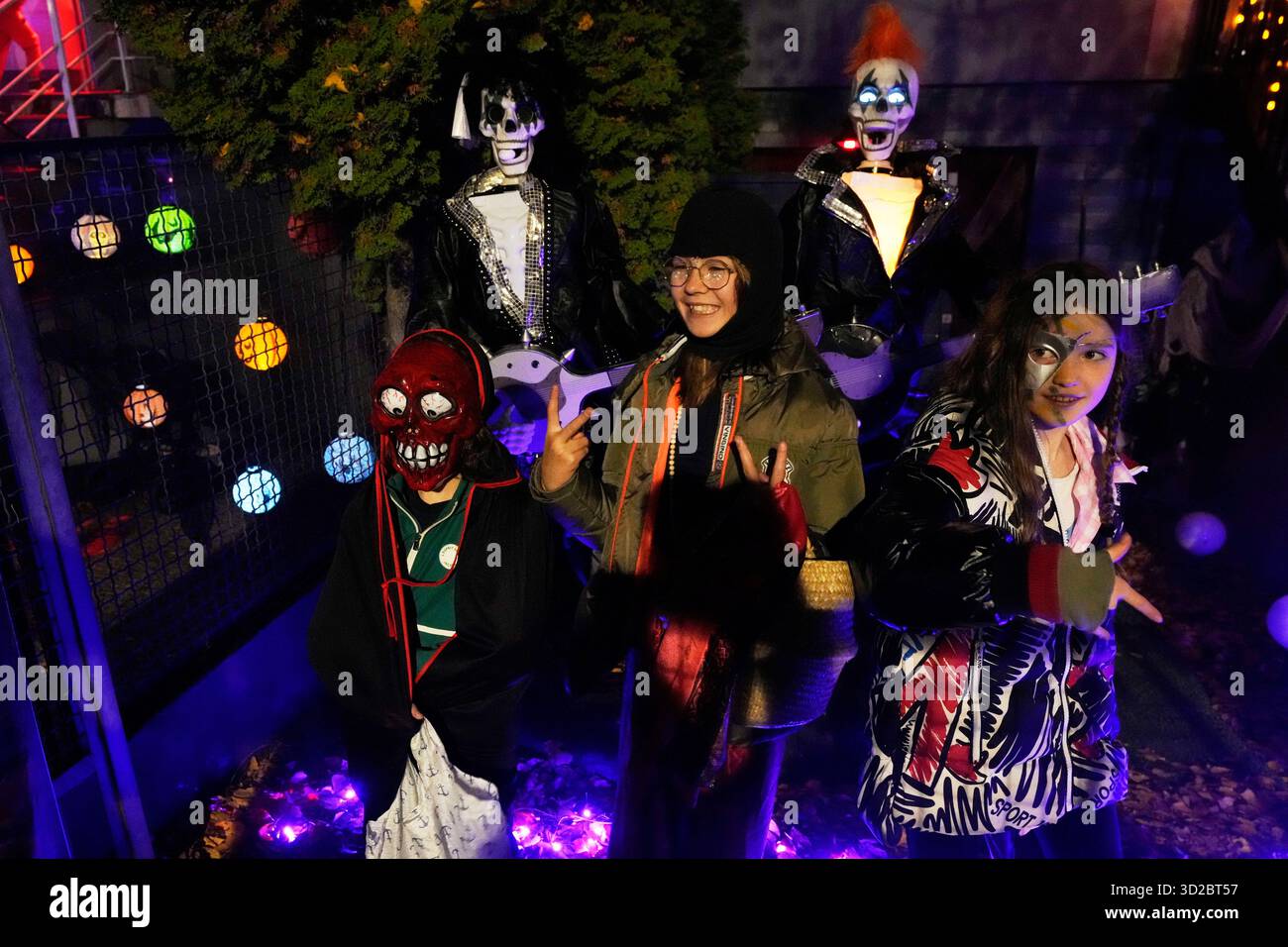 Young people dressed for a Halloween party in Warsaw, Poland, Friday ...