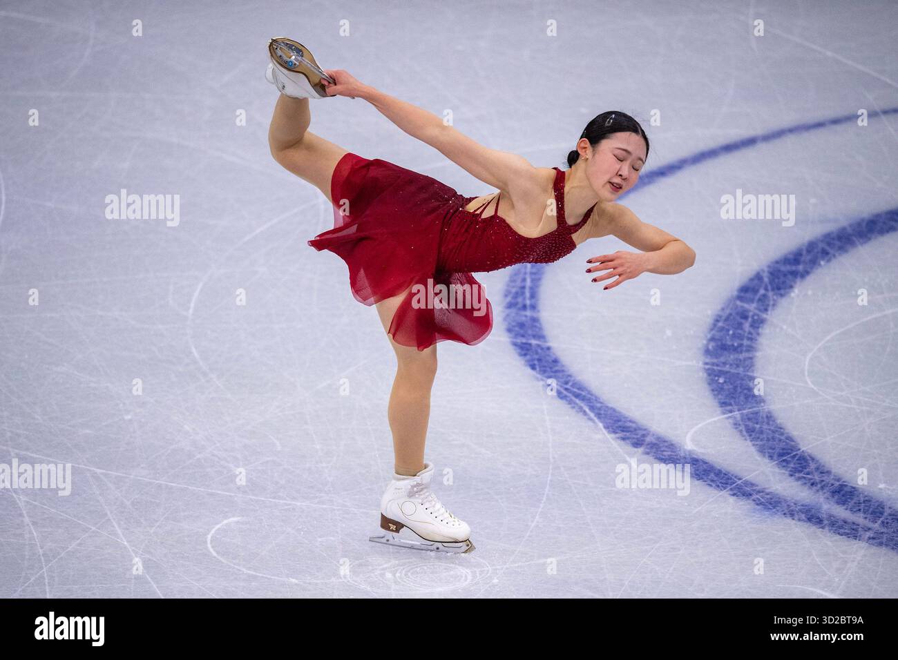 Japan's Yuna Aoki skates during practice at the Skate Canada ...
