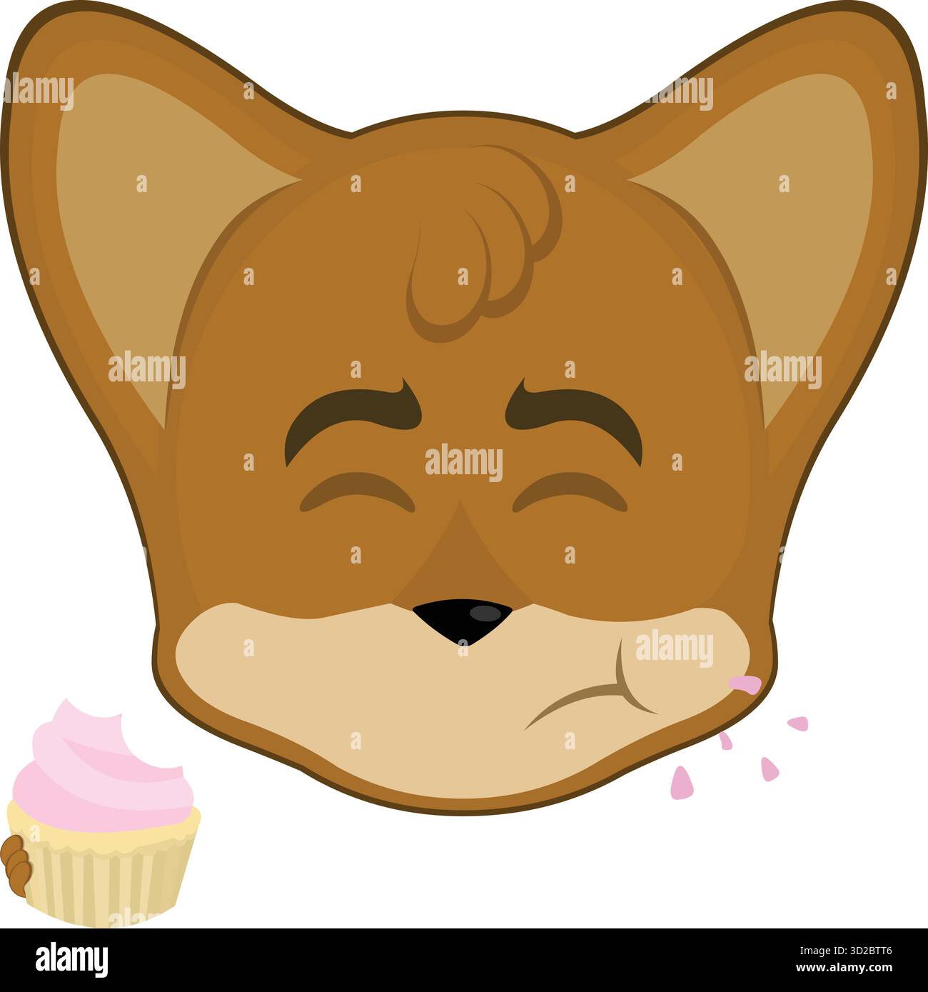 vector illustration emoticon character face fox animal, eating a ...