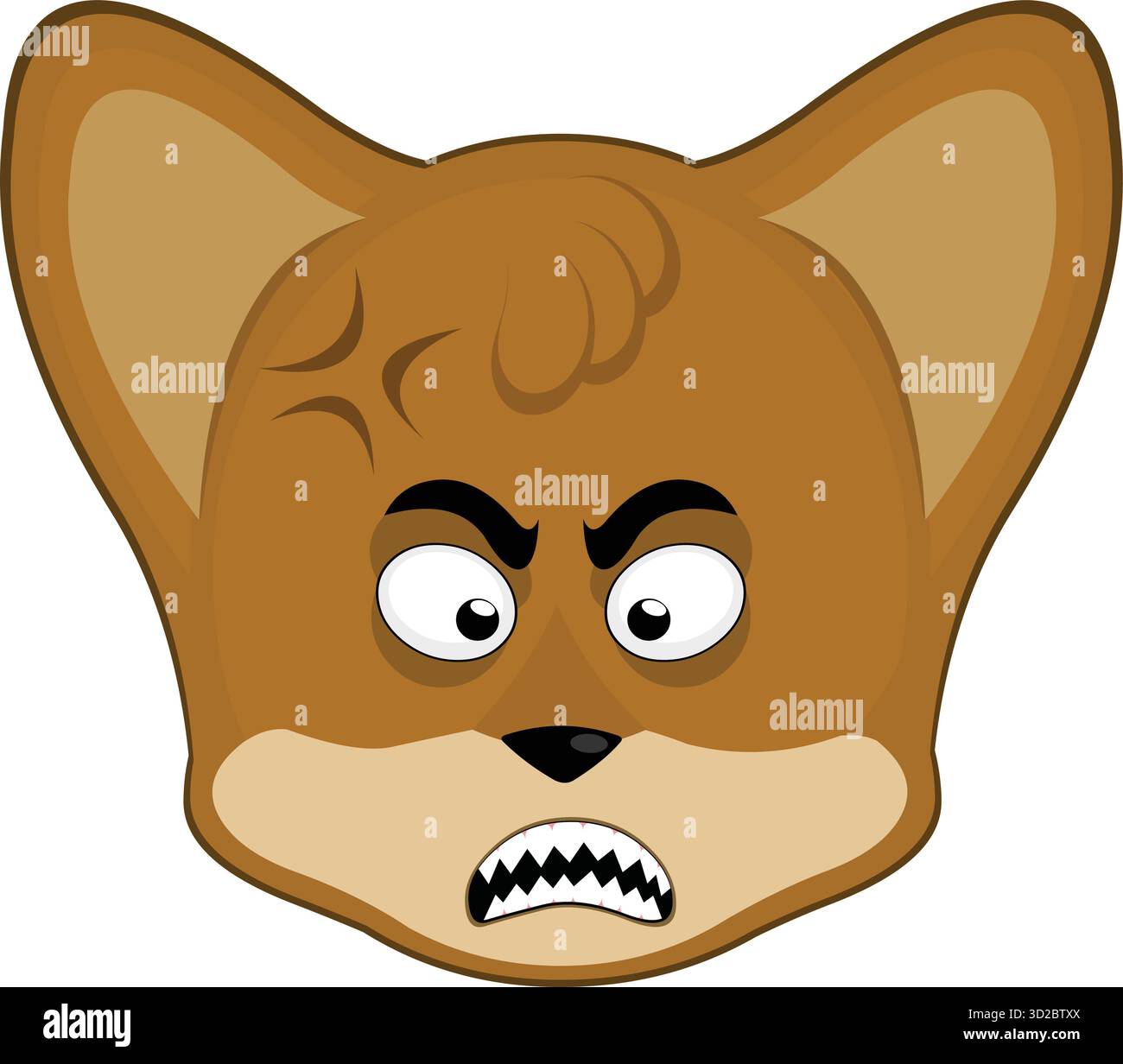 vector illustration emoticon character face fox animal, fury expression ...