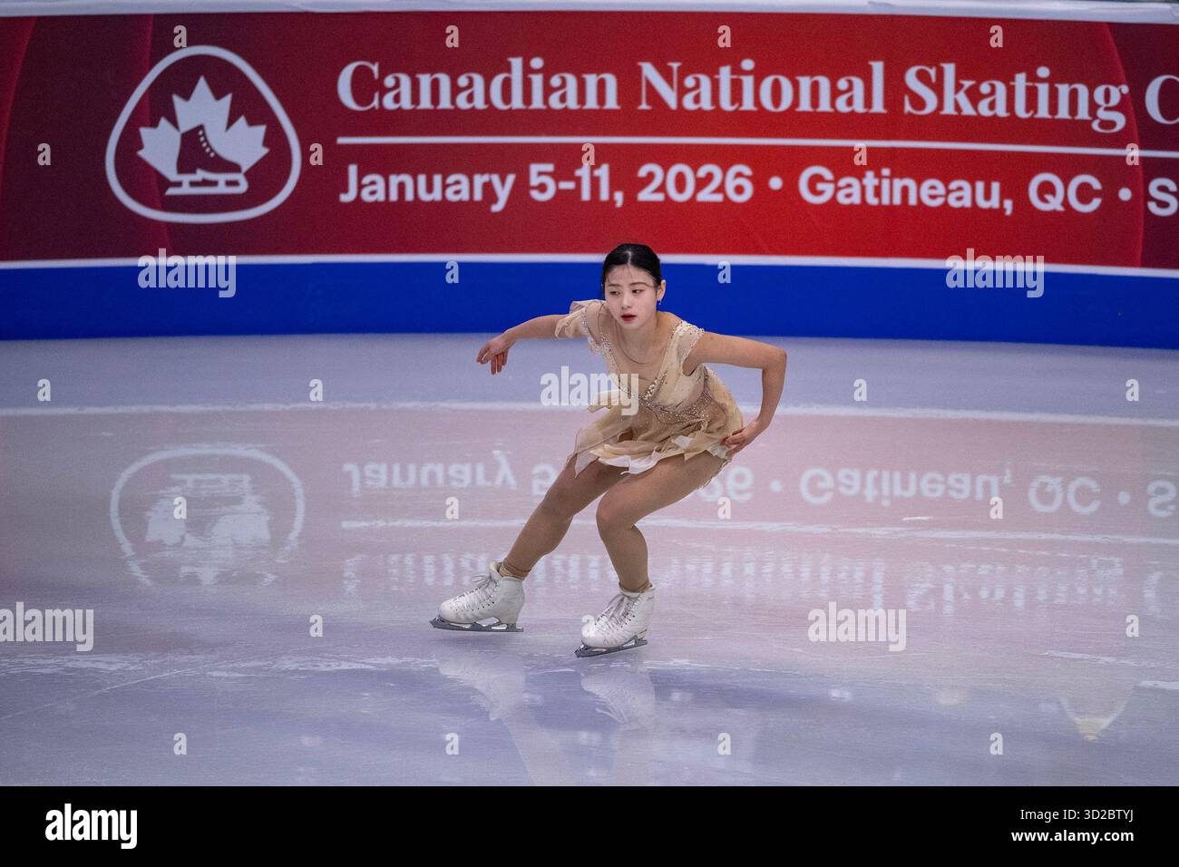 Korea‚Äôs Ahsun Yun skates during a practice for the 2025 Skate Canada ...