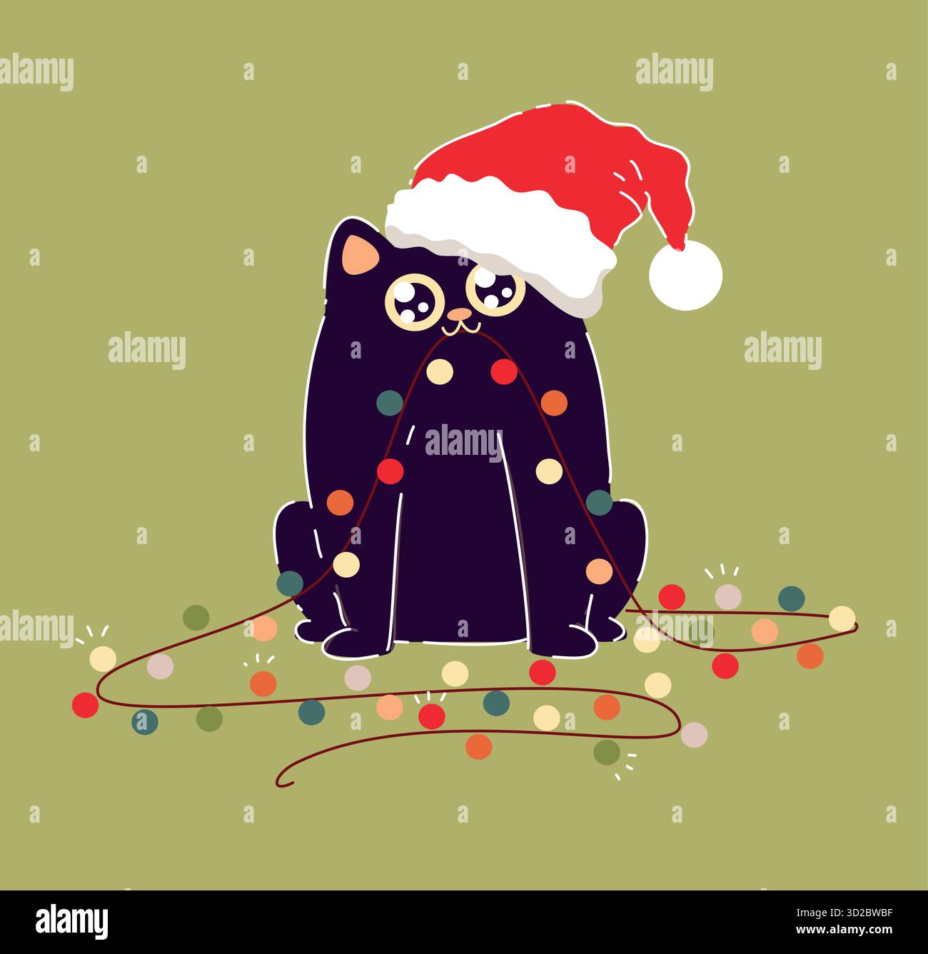 Black cat wearing santa Stock Vector Images - Alamy
