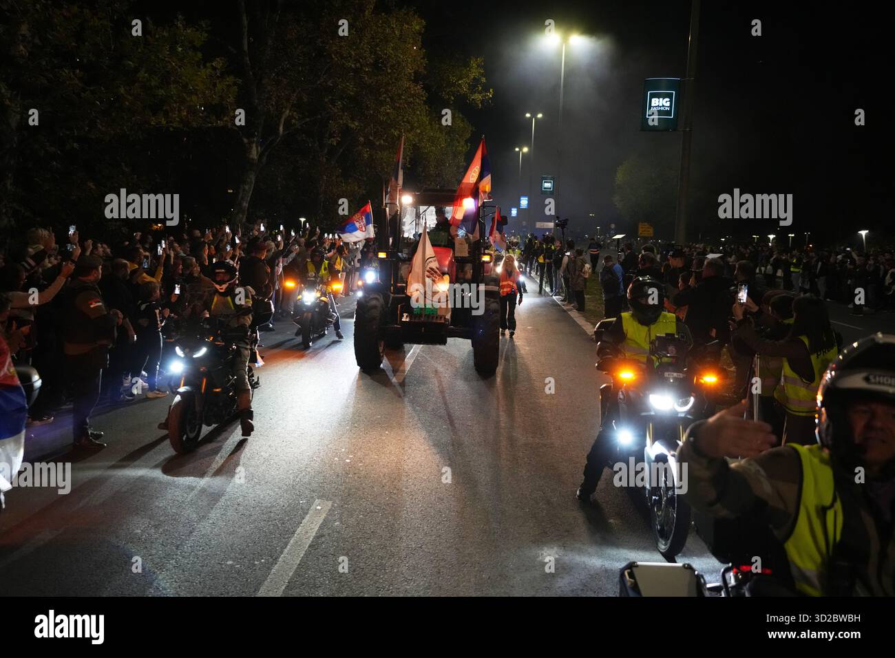 People welcome a group of students from southwestern town of Novi Pazar ...