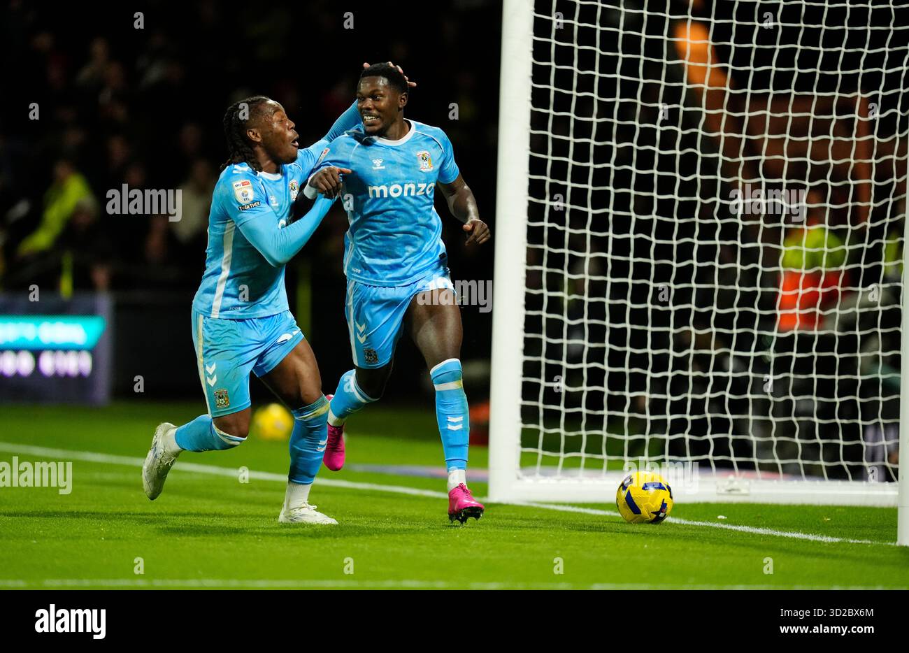 Coventry City's Ephron Mason-Clark celebrates scoring their side's ...