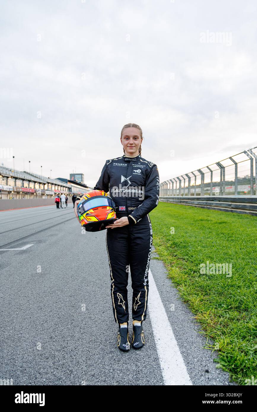 Valencia, Spain. 31st Oct 2025. Jessica Edgar poses with her helmet at ...