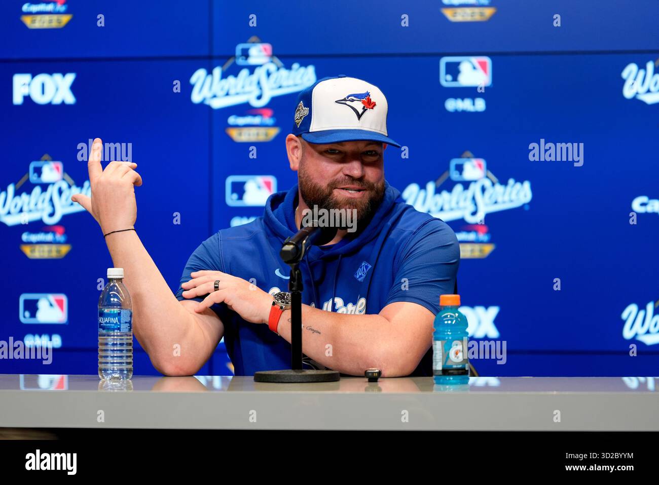 Toronto Blue Jays manager John Schneider speaks to the media prior to ...