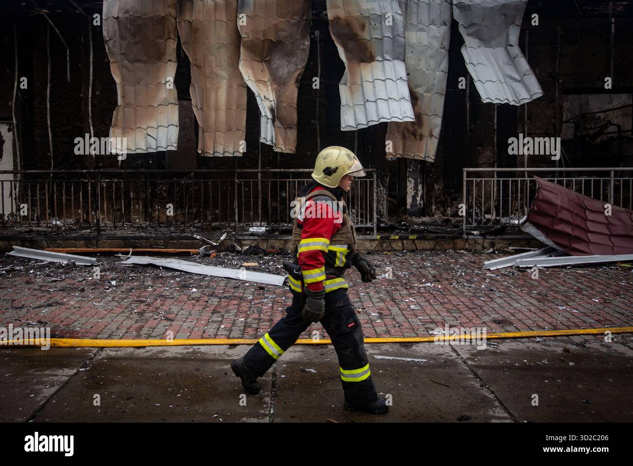 October 31, 2025, Sumy, Sumy, Ukraine: Firefighter at a destroyed ...