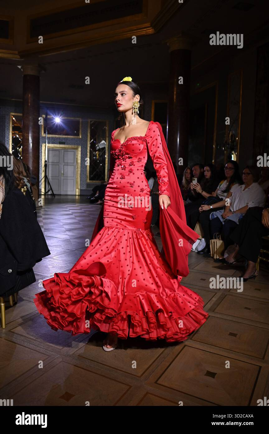 A model walks in a QLAMENCO design at the International Flamenco Fashion Week Madrid, (SIMOF ...