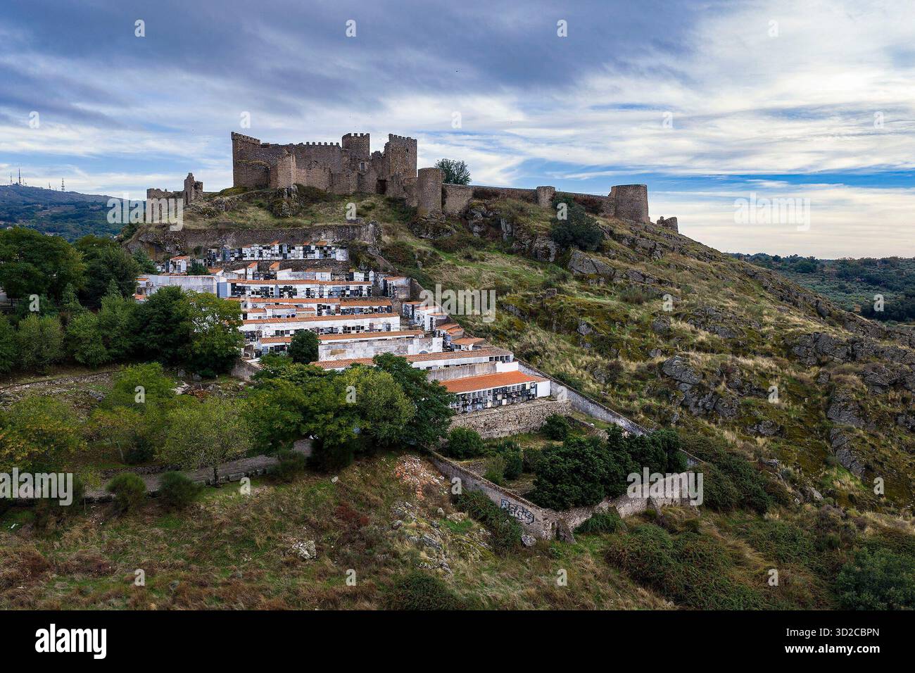 Aerial view of the Montánchez Cemetery, on October 27, 2025, in ...