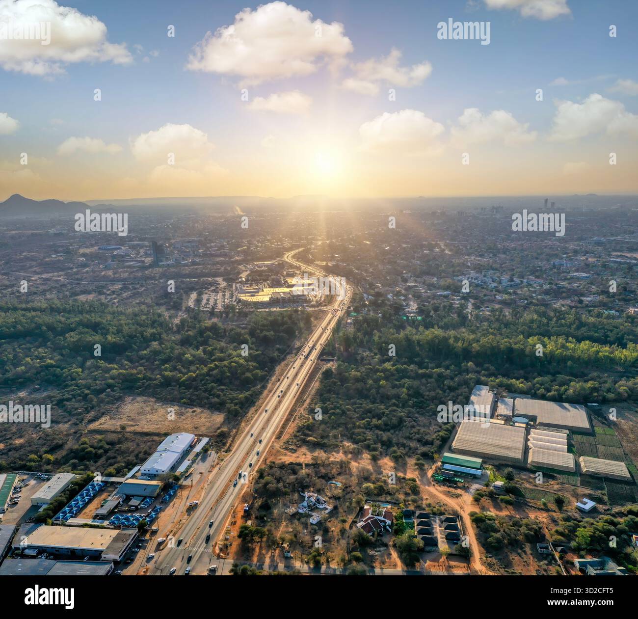 aerial view residential and industrial area in Gaborone in Gaborone ...