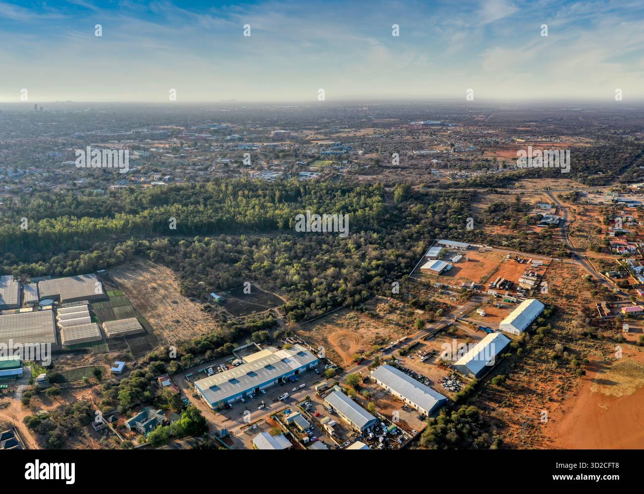 aerial view residential and industrial area in Gaborone in Gaborone ...