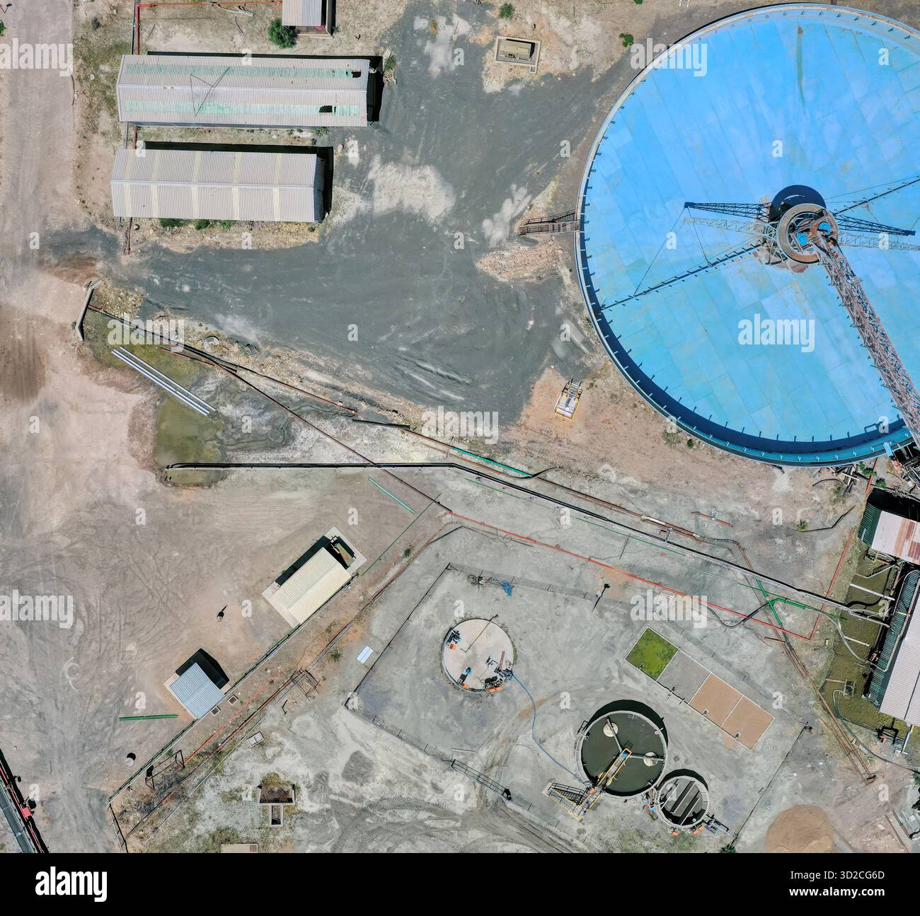 aerial view clarifier mining, at a diamond mine, mining industry ...