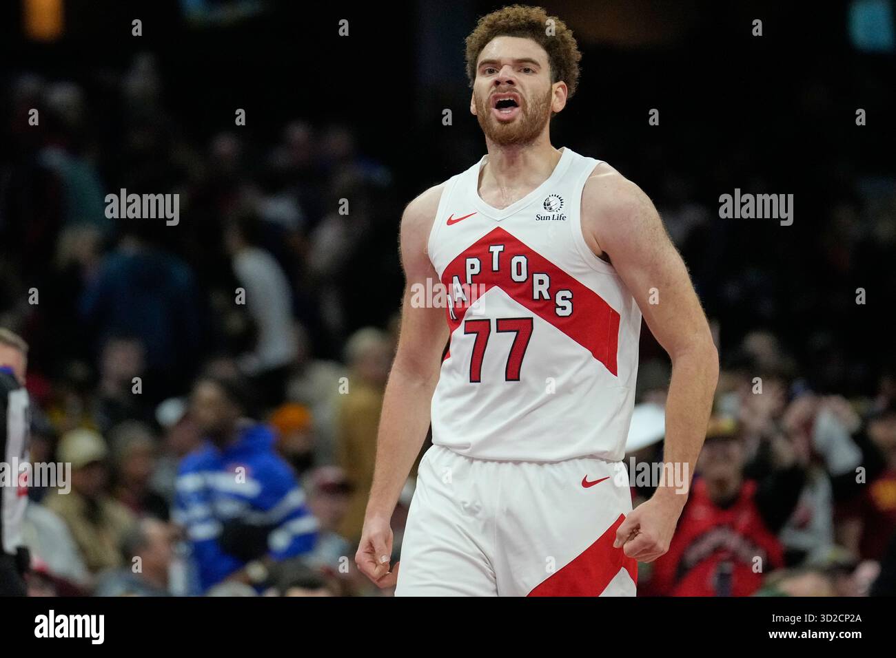 Toronto Raptors' Jamison Battle (77) reacts after hitting a three-point ...