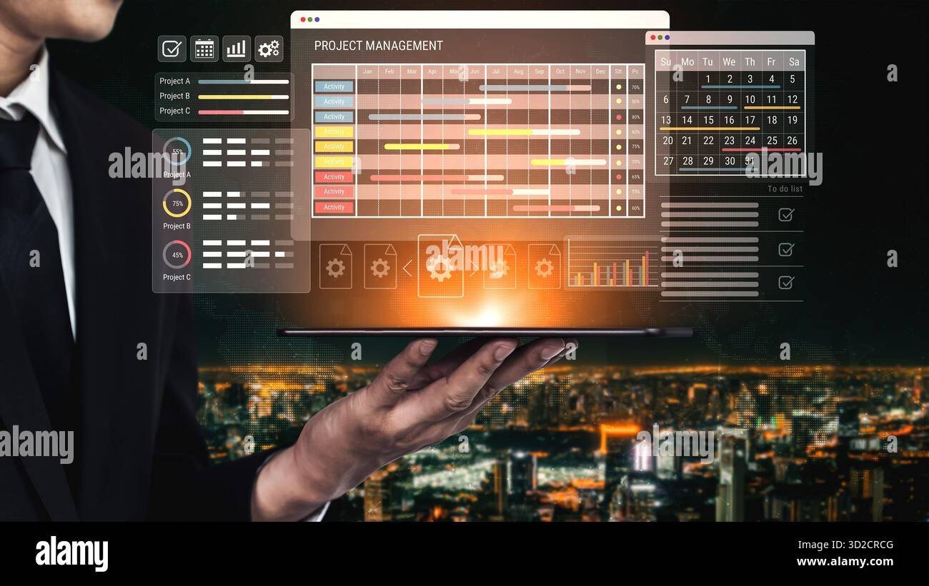 Smart project management dashboard visualizes timelines, monitors ...