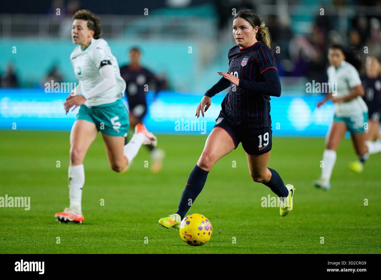 United States forward Emma Sears kicks the ball during the second half ...