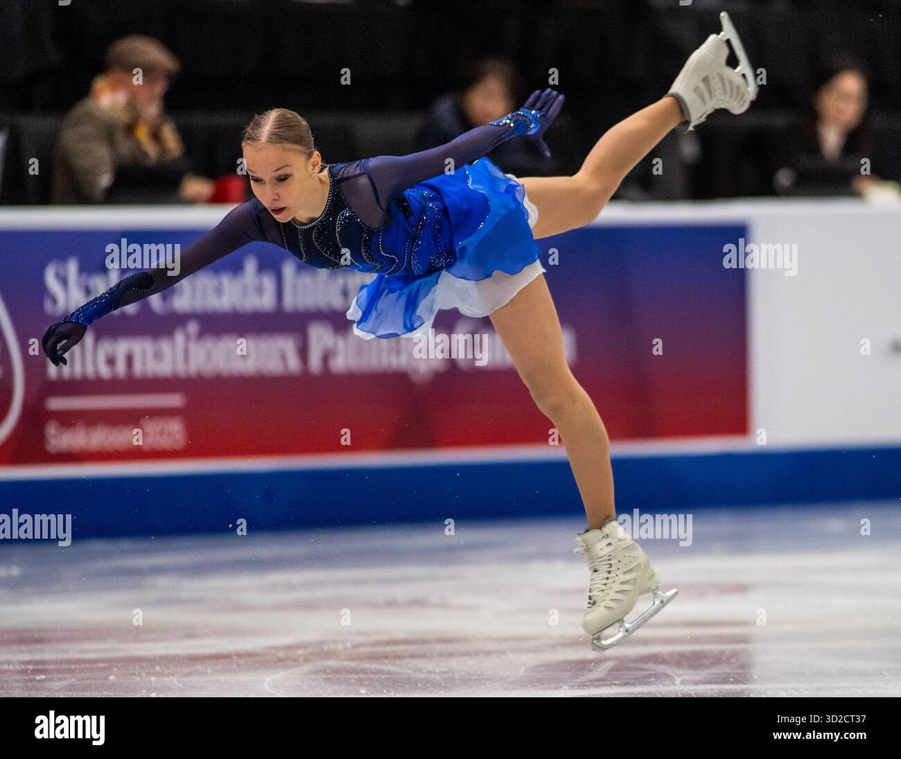 Mariia Seniuk, of Israel, performs in the women's short program in the ...