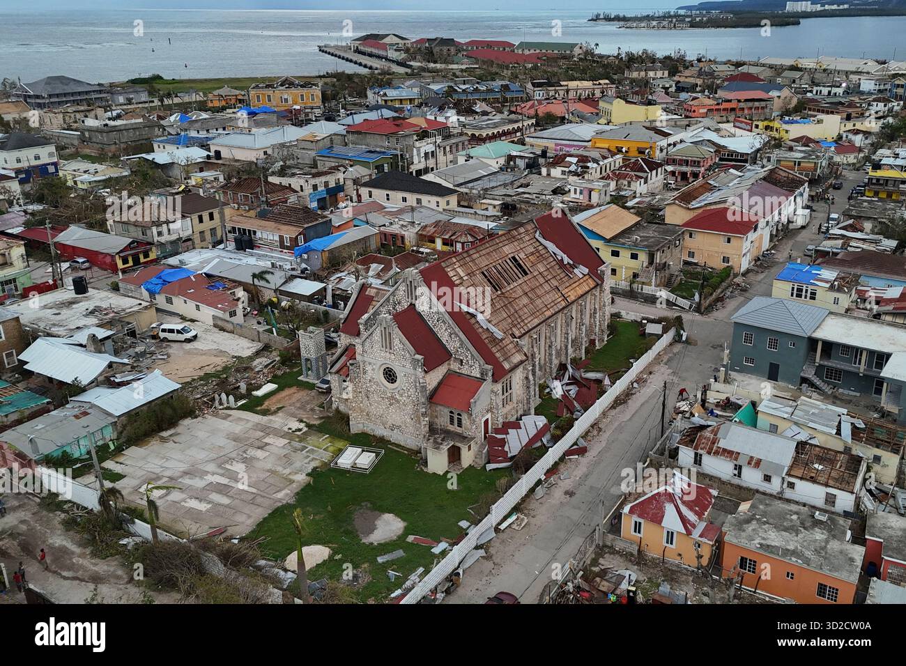 CORRECTS CITY - An aerial view of Falmouth, Jamaica, Friday, Oct. 31 ...