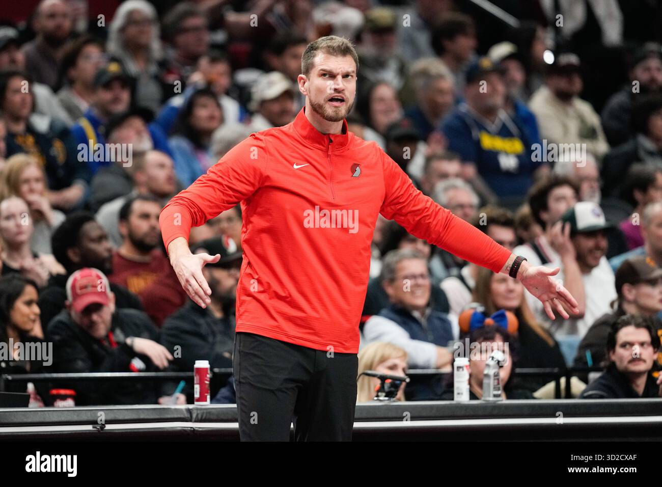 Portland Trail Blazers interim head coach Tiago Splitter reacts during ...