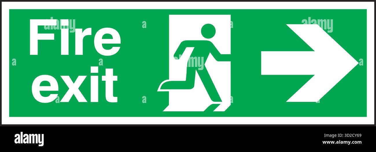 Emergency Exit Direction Sign indicates the safe route to follow during ...