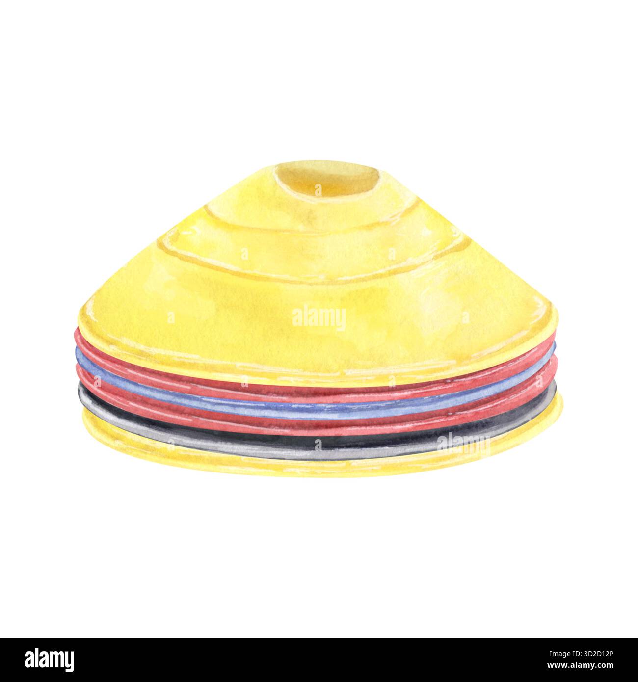 Stack of colorful training cones watercolor illustration Stock Photo ...