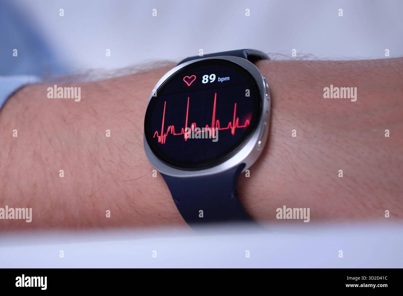 Tech-Savvy Man Tracks Heart Rate And Sleep Health On Smartwatch Stock ...
