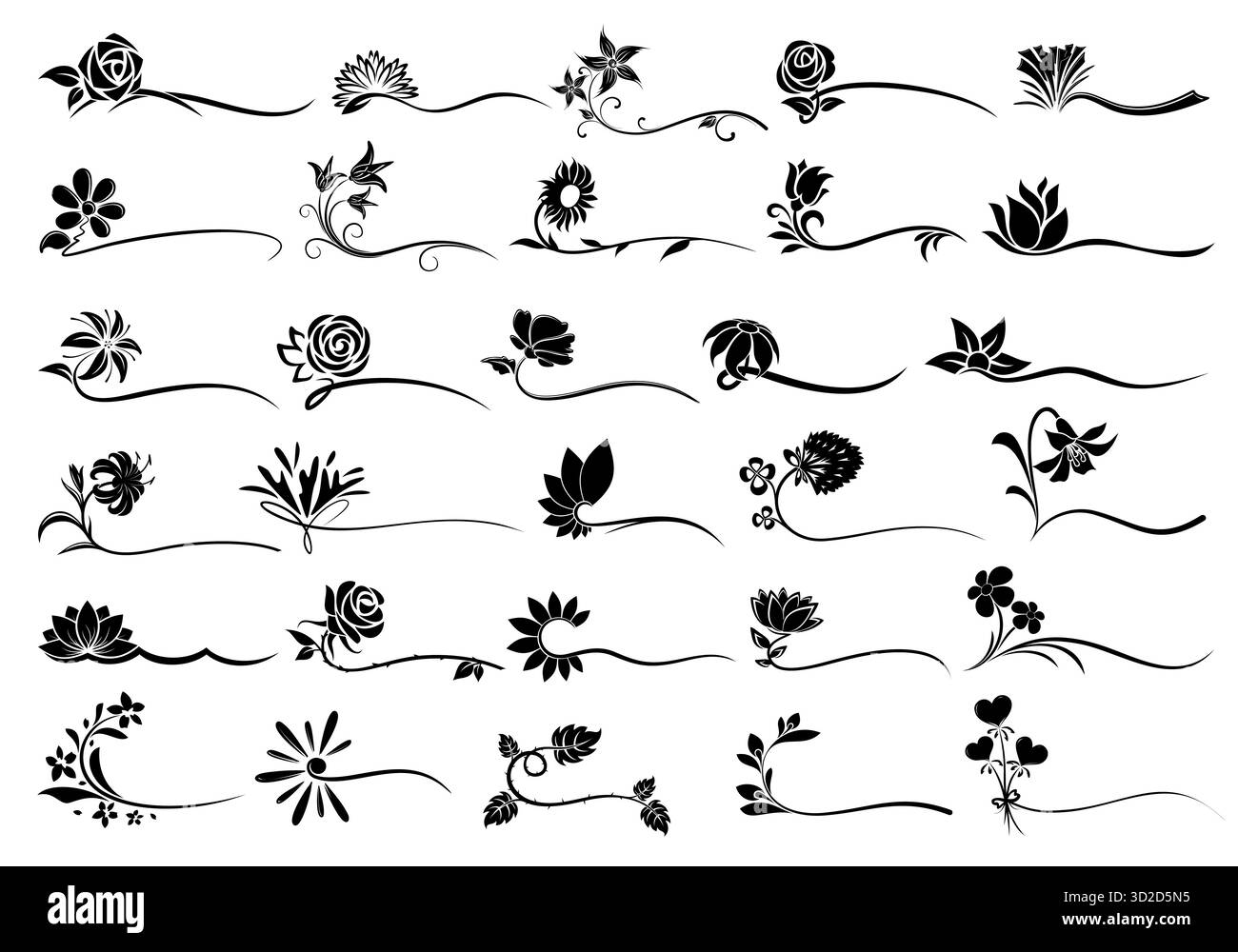 Stylized lily vector vectors Black and White Stock Photos & Images - Alamy