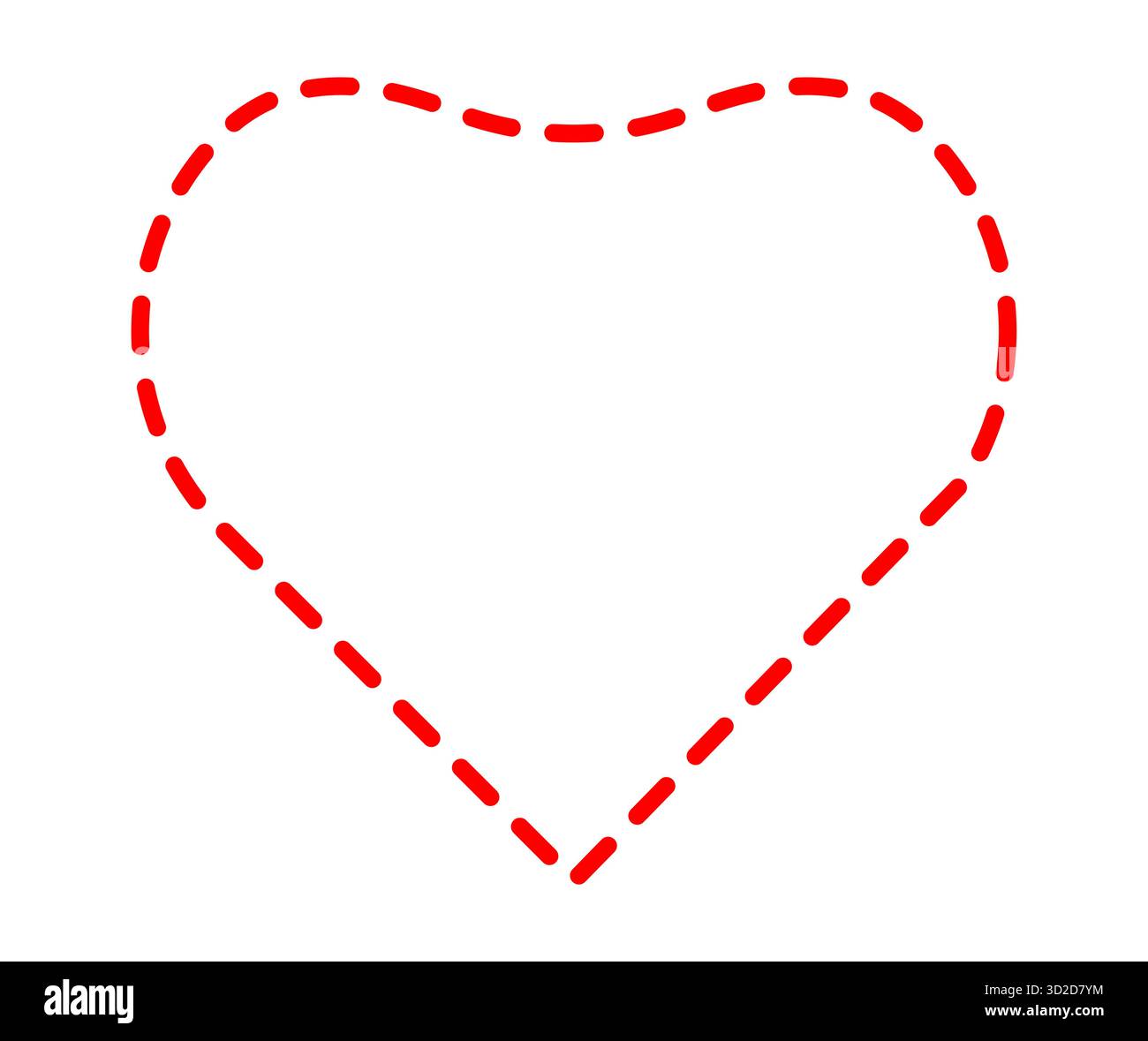 Red dashed heart love shape vector symbol isolated on white background ...