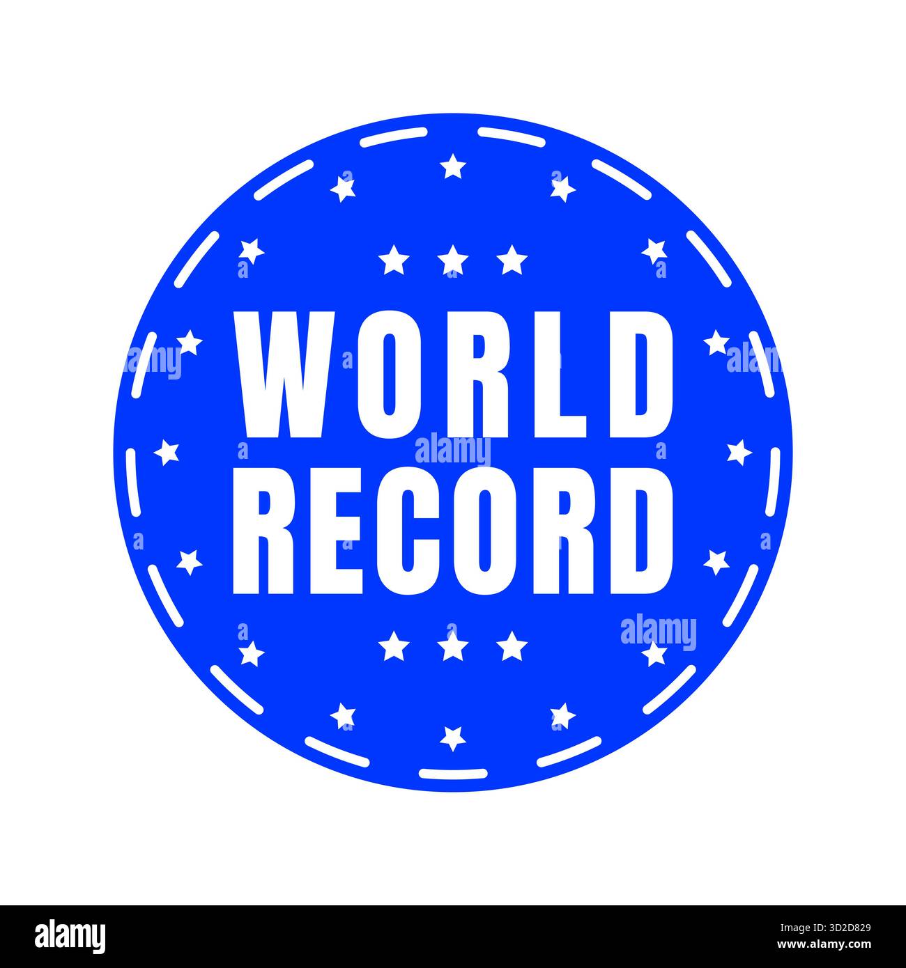 Blue world record stamp with stars achievement milestone symbol for ...