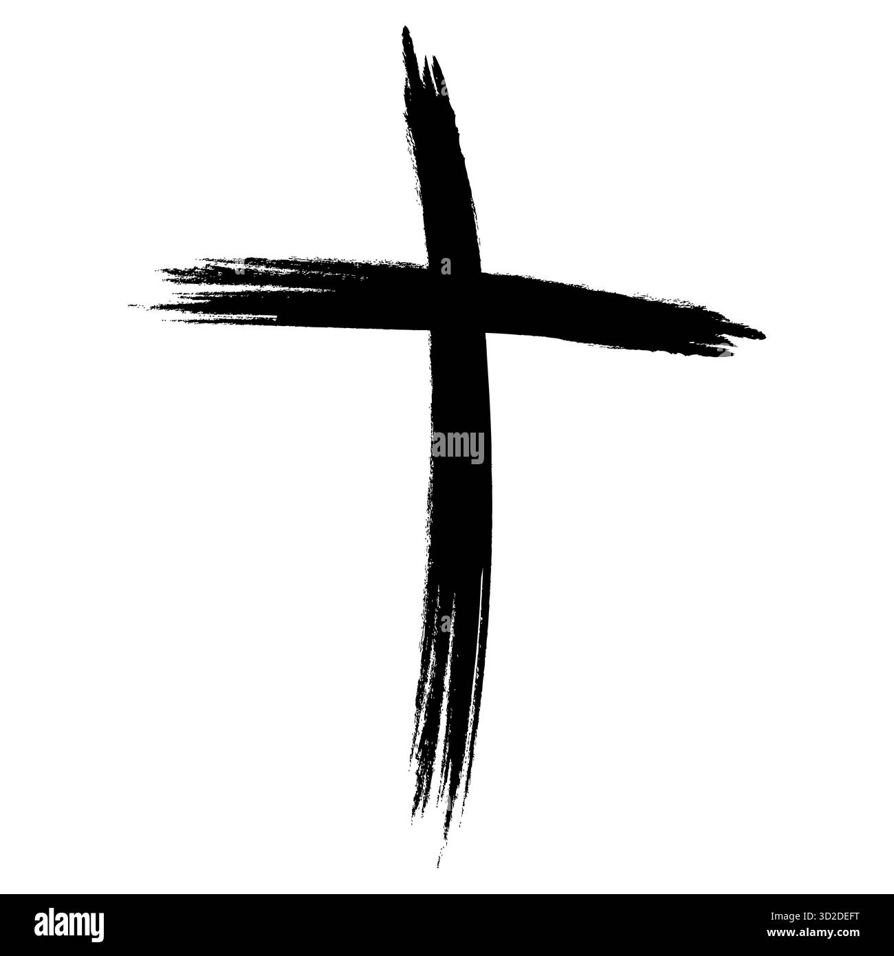 Brushstroke cross icon with bold texture, Black painted cross faith ...