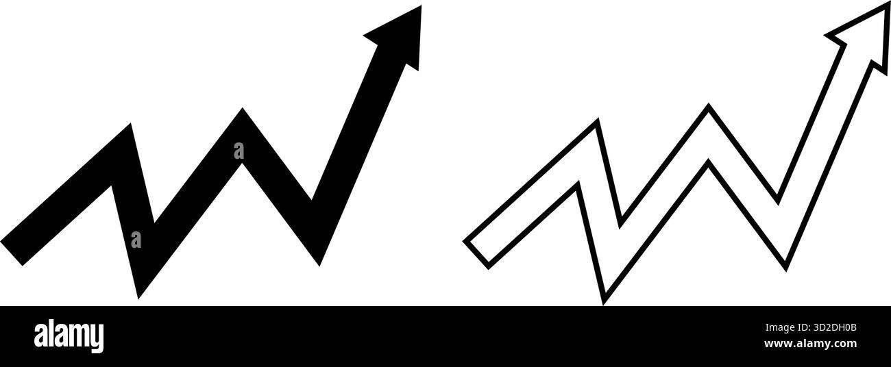Upward growing arrows vector set with flat and outline symbols ...