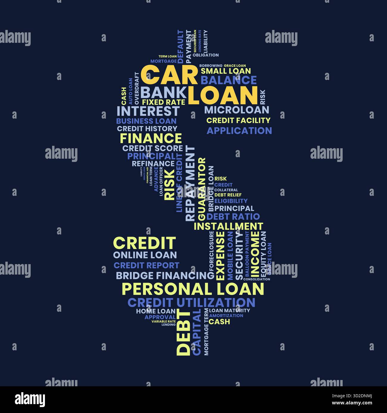 Car loan finance word cloud shaped like a dollar sign concept ...