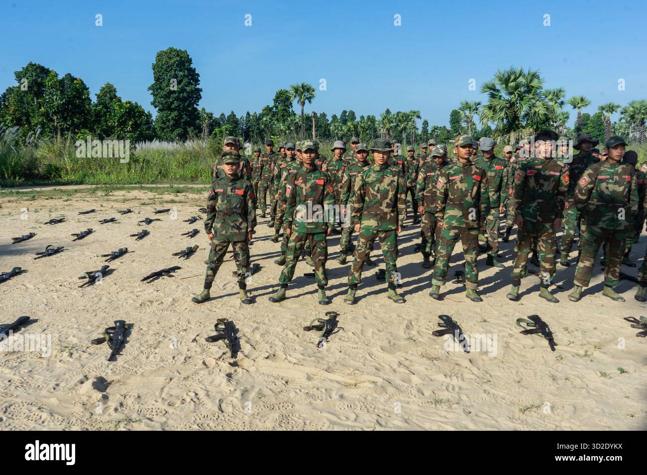October 28, 2025, Tabayin, Sagaing, Myanmar: Soldiers from Battalion 12 in Shwe Bo District seen ...