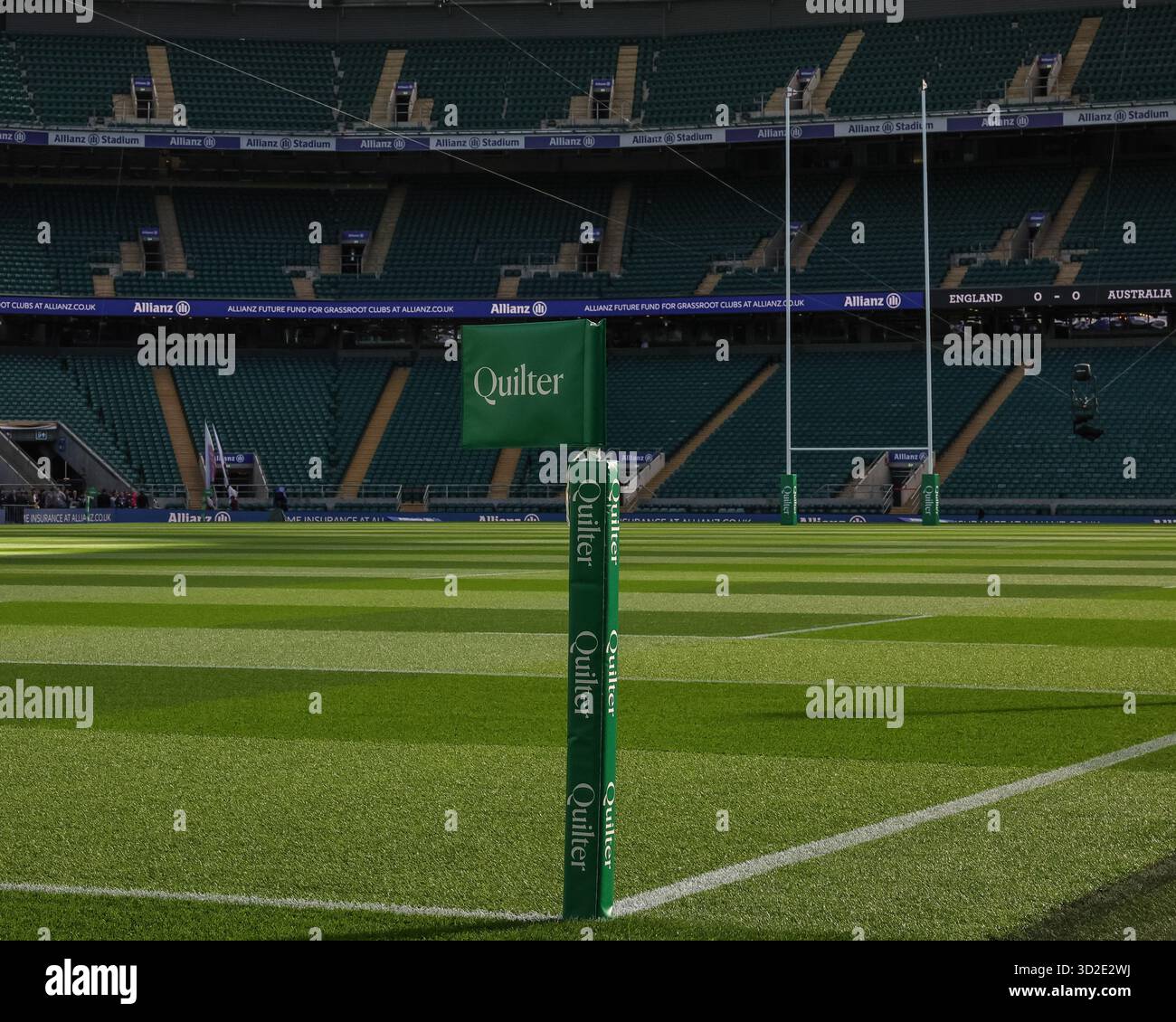 The Quilter dead-ball line post and flag during the Quilter Nations ...