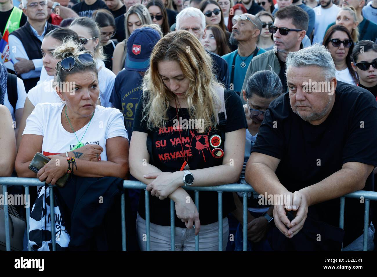 People observe 16 minutes of silence in memory of the victims, outside ...